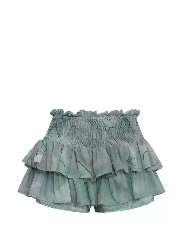 AMIR SLAMA Floral-print Ruffled Shorts