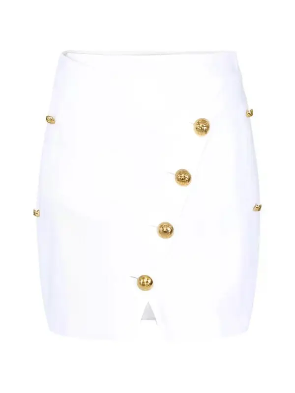 Elisabetta Franchi Asymmetrical Mini Skirt With Button Detail - White