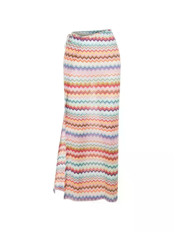 Missoni Zigzag Pattern Pareo Maxi Skirt - Neutrals