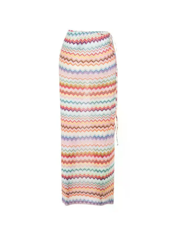Missoni Zigzag Pattern Pareo Maxi Skirt - Neutrals