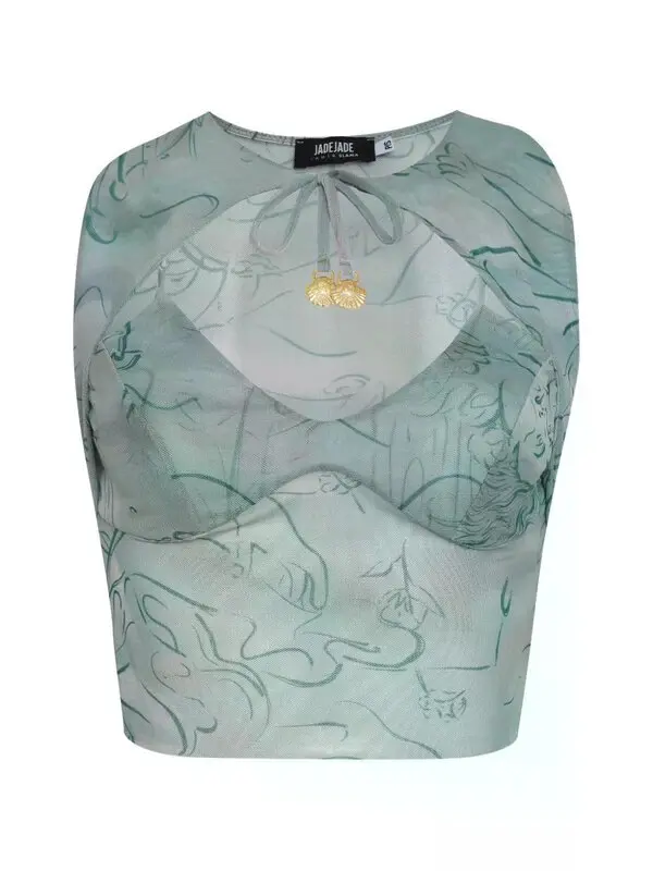 AMIR SLAMA X Jade Picon Tie-detail Print Blouse