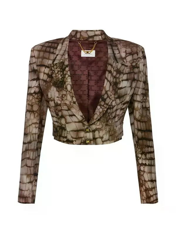 Elisabetta Franchi Alligator-print Cropped Jacket