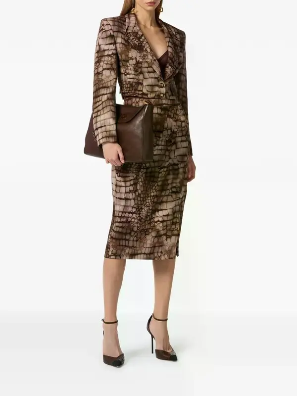 Elisabetta Franchi Alligator-print Cropped Jacket