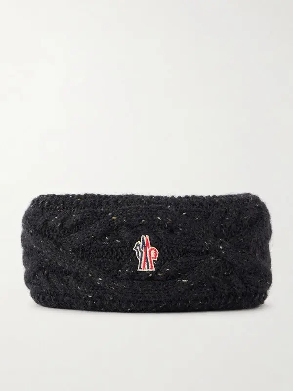 Moncler Logo Appliquéd Knitted Wool-blend Headband - Black