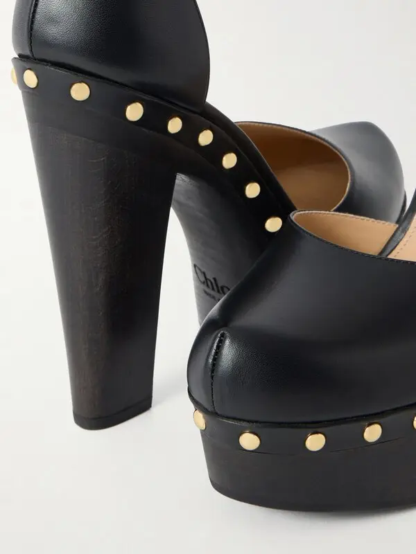 Chloé Lola Studded Leather Platform Pumps - Black