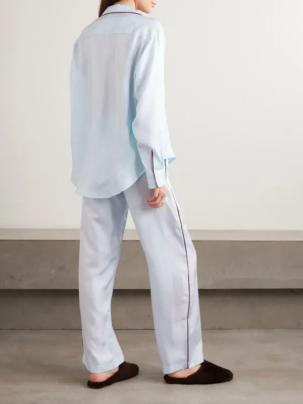 Comme Si Piped Silk-twill Pajama Set