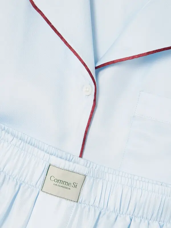 Comme Si Piped Silk-twill Pajama Set