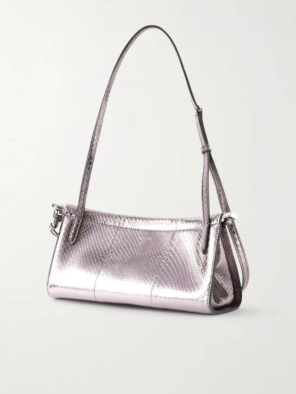 Alaïa Le Click E/w Small Metallic Snakeskin Shoulder Bag