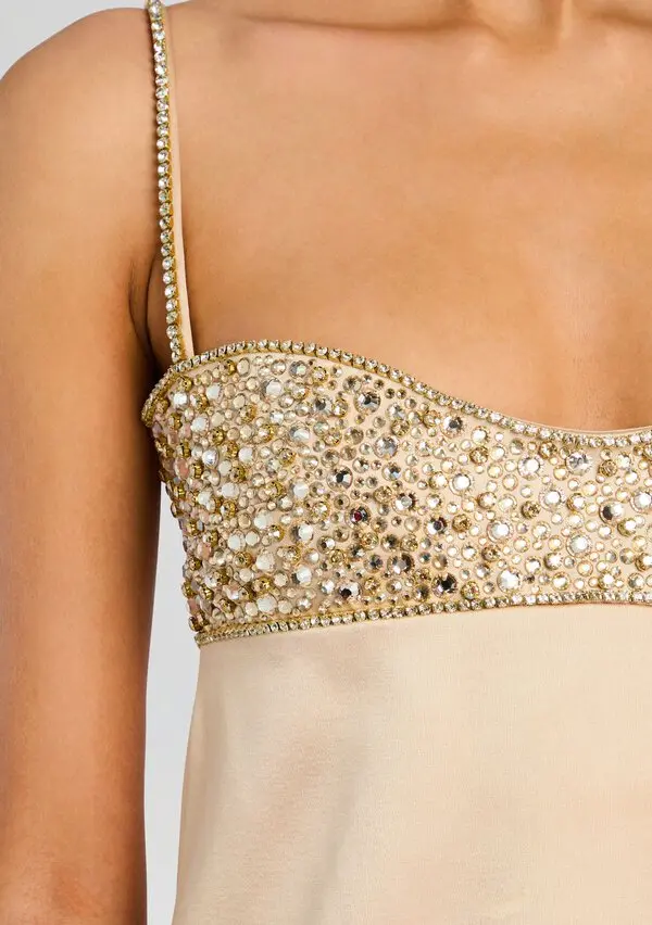Retrofete Shyla Embellished Mini Dress - Macadamia