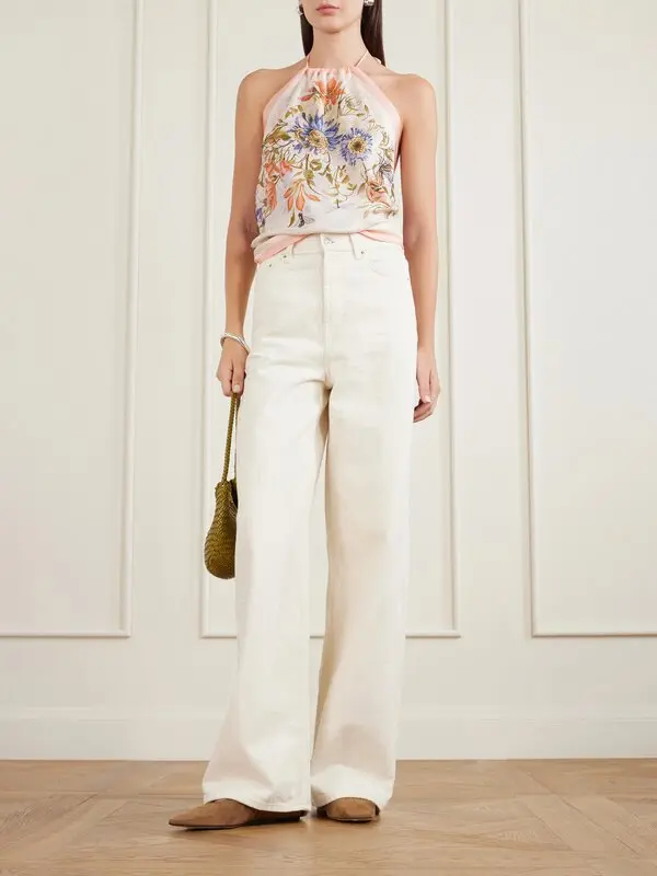 Etro Floral-print Silk-voile Halterneck Top