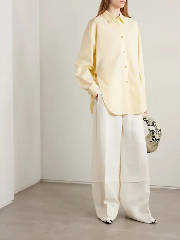 Khaite Linden Tiered Frayed Linen Pants - Neutrals