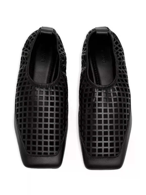ST. AGNI Perforated Square-toe Ballet Flats
