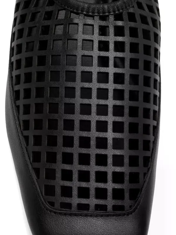 ST. AGNI Perforated Square-toe Ballet Flats