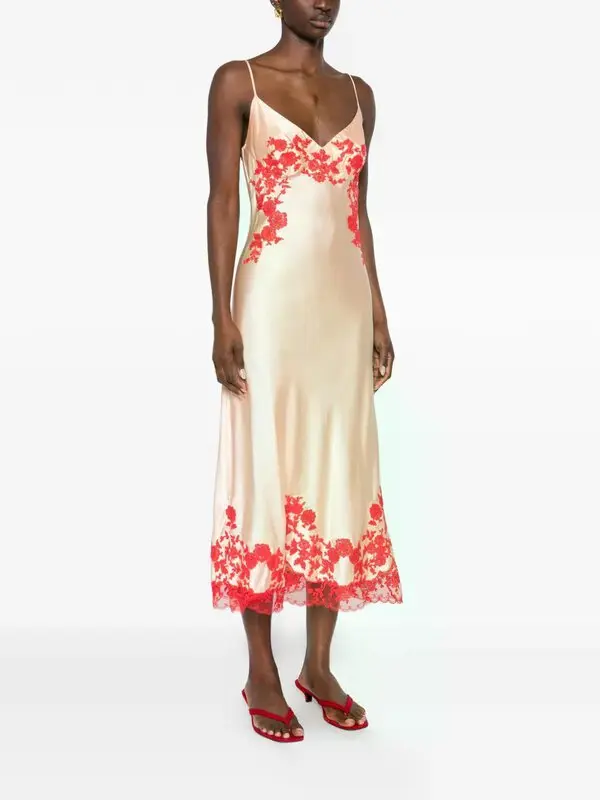 Ermanno Scervino Floral-embroidered Midi Dress - Neutrals