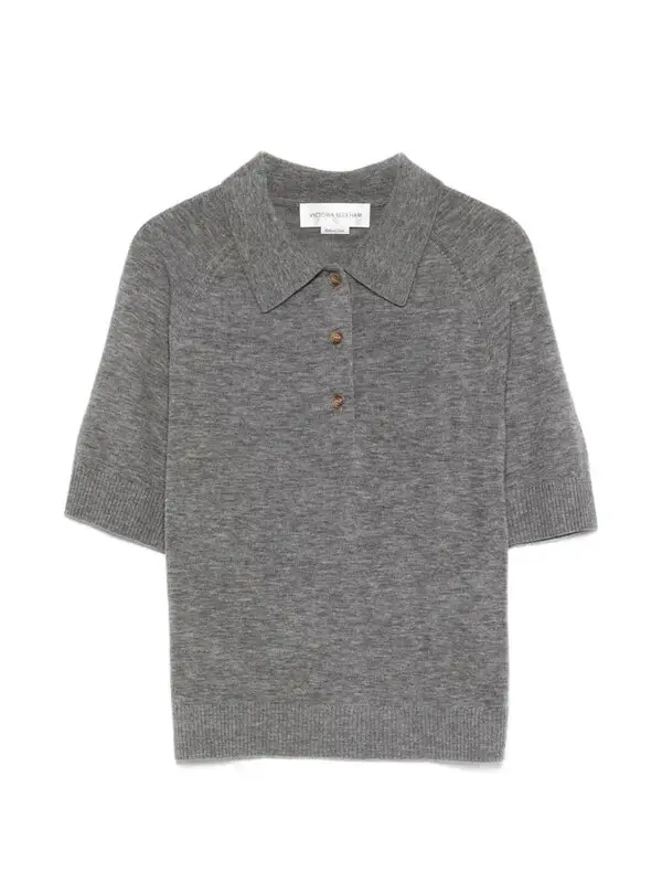 Victoria Beckham Fine-knit Polo Shirt - Grey