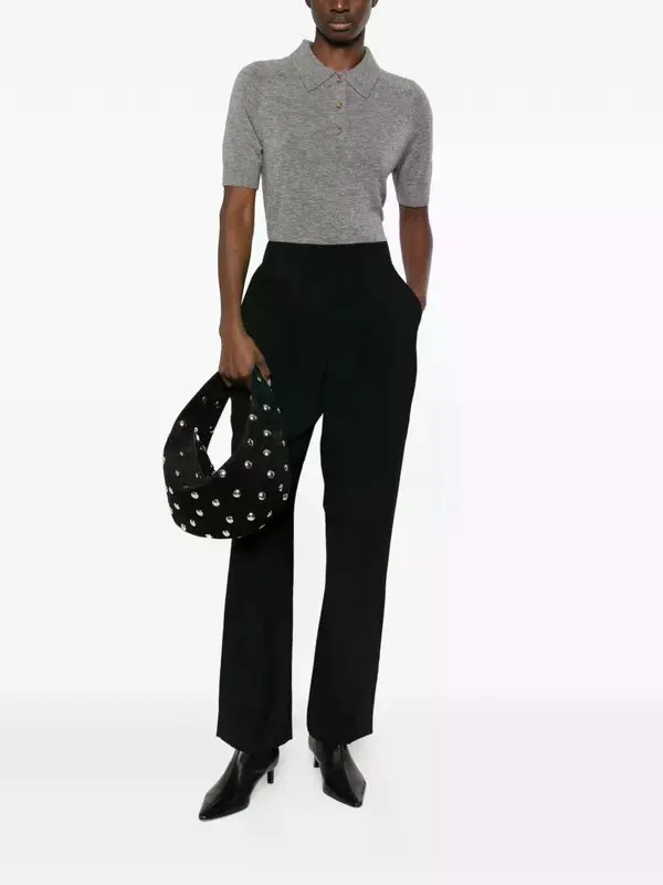 Victoria Beckham Fine-knit Polo Shirt - Grey