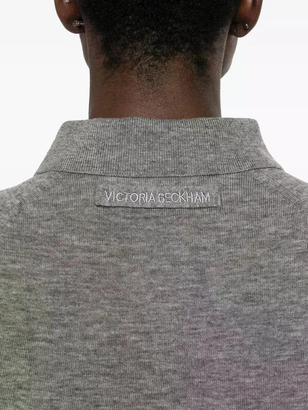 Victoria Beckham Fine-knit Polo Shirt - Grey