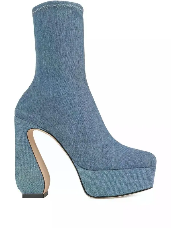 SERGIO ROSSI Platform Block-heel Ankle Boots