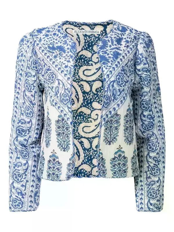 Alix Of Bohemia Paisley-print Cropped Jacket - Blue