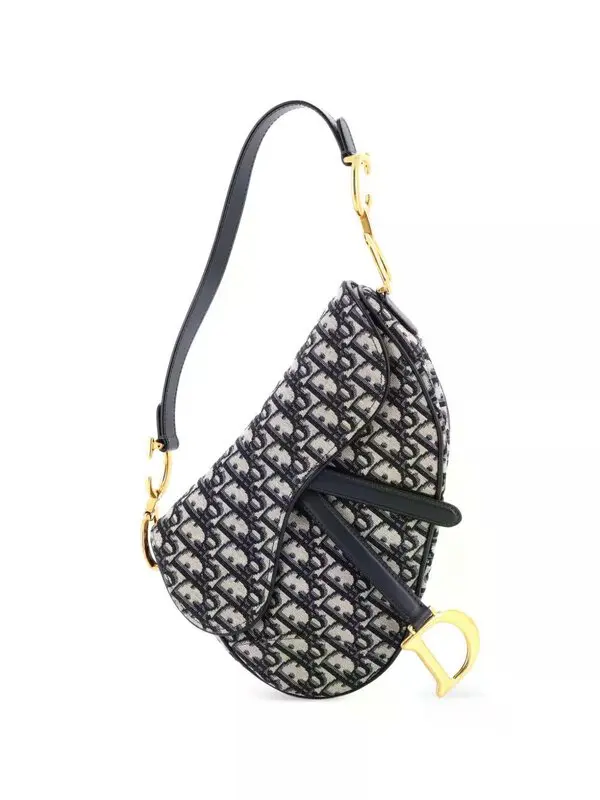 Dior Saddle Oblique Canvas Medium Shoulder Bag - Blue