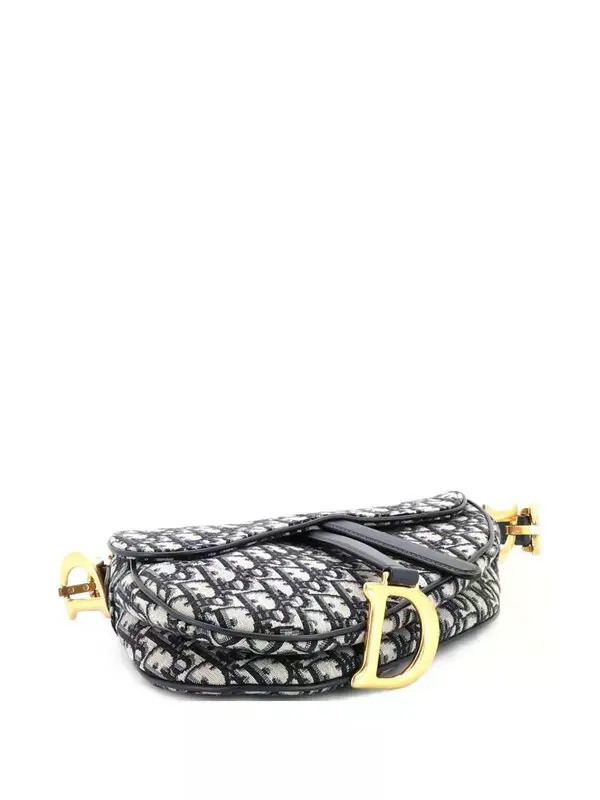 Dior Saddle Oblique Canvas Medium Shoulder Bag - Blue