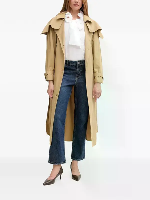 HOSS INTROPIA Floral-embroidered Belted Coat