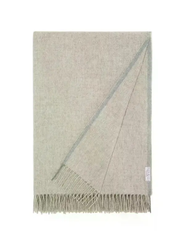 Brunello Cucinelli Selvedge Fringe Cashmere Soft Furnishing - Neutrals