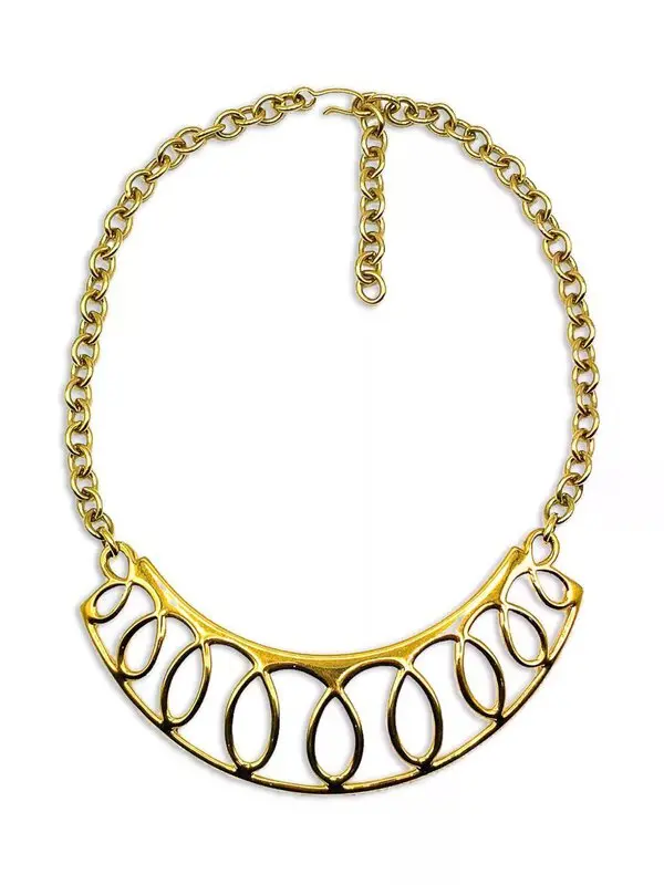 JENNIFER GIBSON JEWELLERY 1980s Loop Panel Necklace - Gold