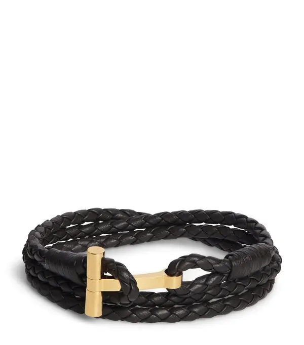 TOM FORD Braided Leather Bracelet - Brown