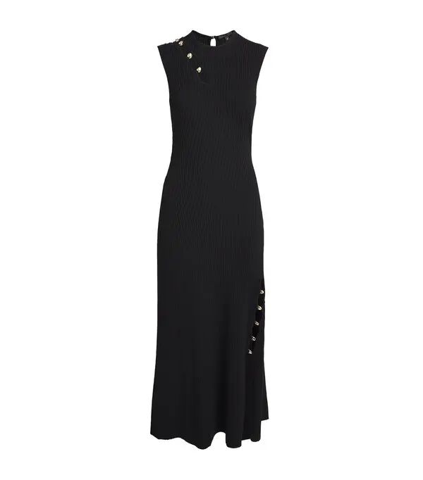 Maje Rib-knit Cutaway Maxi Dress