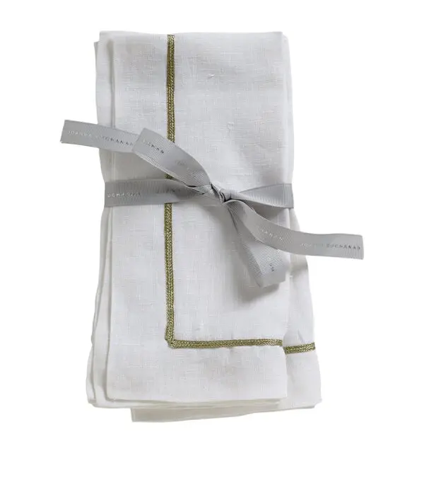 JOANNA BUCHANAN Set Of 2 Linen Embroidered Napkins - White