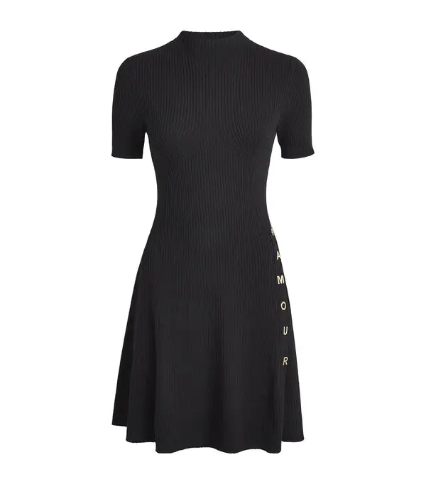 Maje Rib-knit Mini Dress With Embellishments
