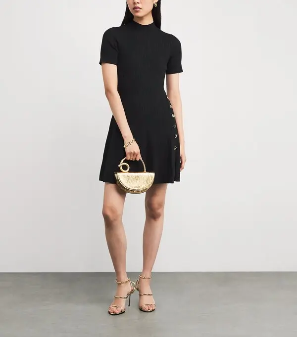 Maje Rib-knit Mini Dress With Embellishments