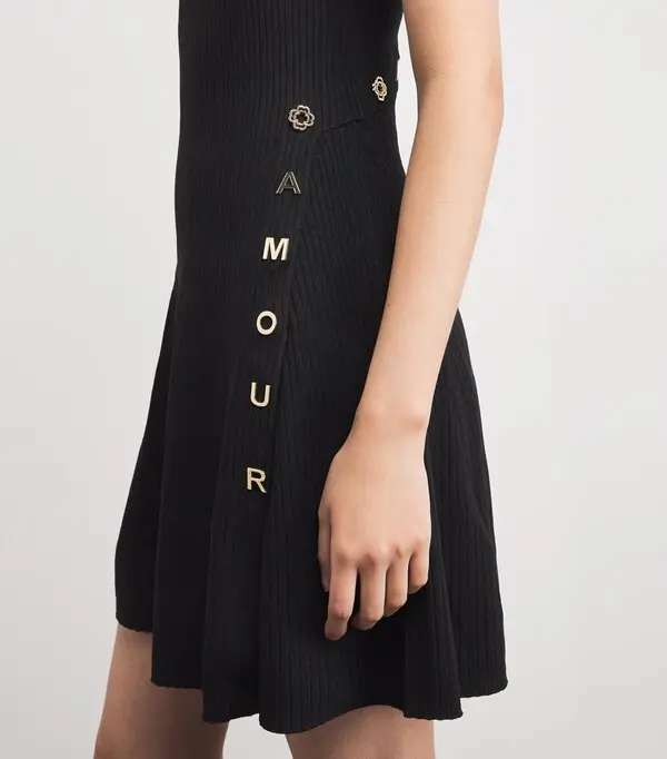 Maje Rib-knit Mini Dress With Embellishments