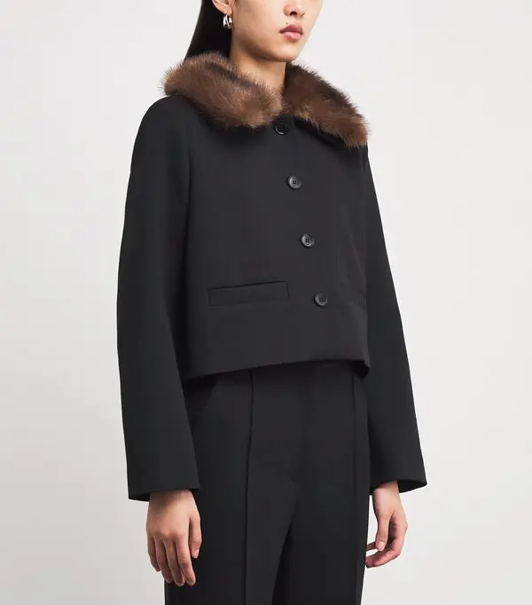Maje Cropped Pea Coat With Removable Collar