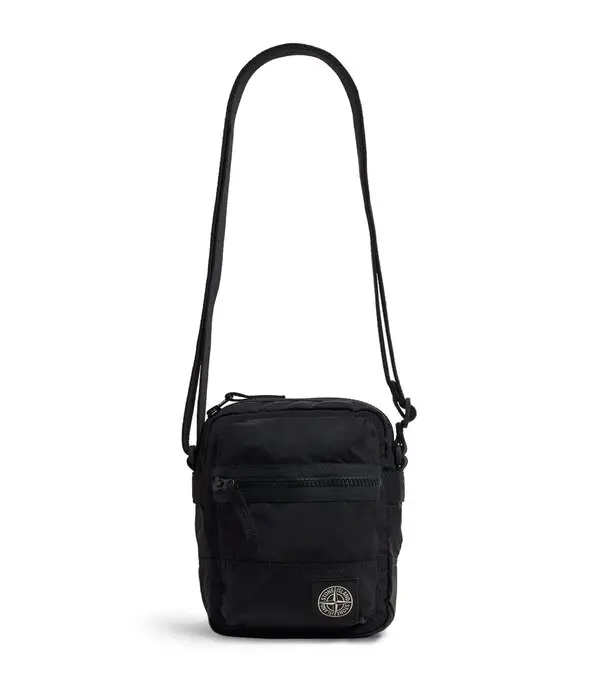 Stone Island Coated-nylon Cross-body Bag With Logo - Black