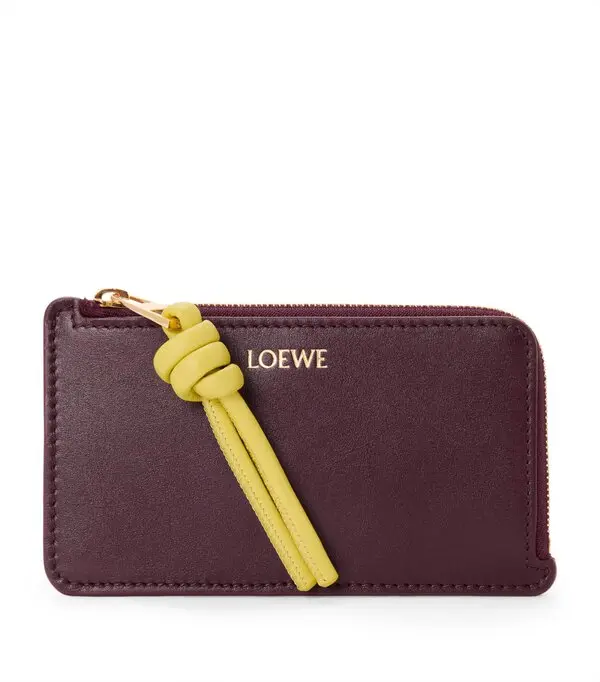 Loewe Leather Knot Card Holder - Burgundy