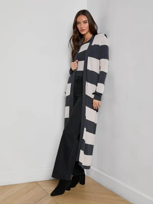 L'Agence Berlin Duster Cardigan - Dark Slate/light Grey Stripe