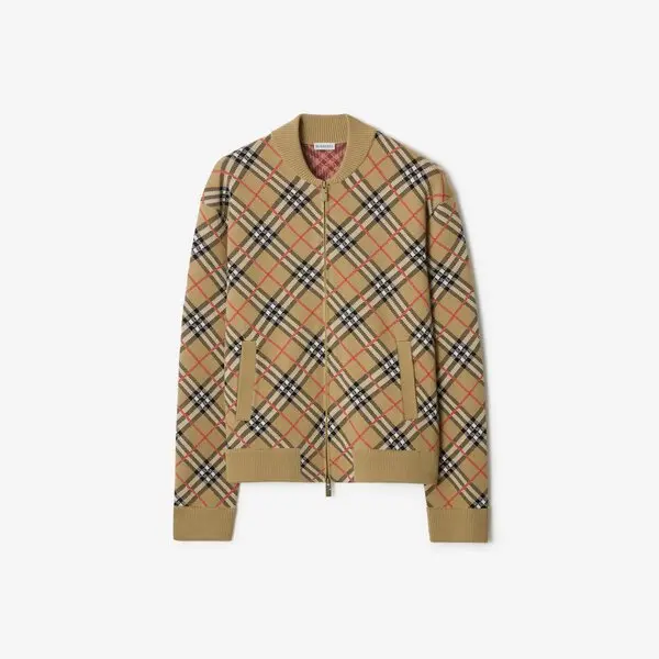 Burberry Check Cotton Wool Bomber Jacket