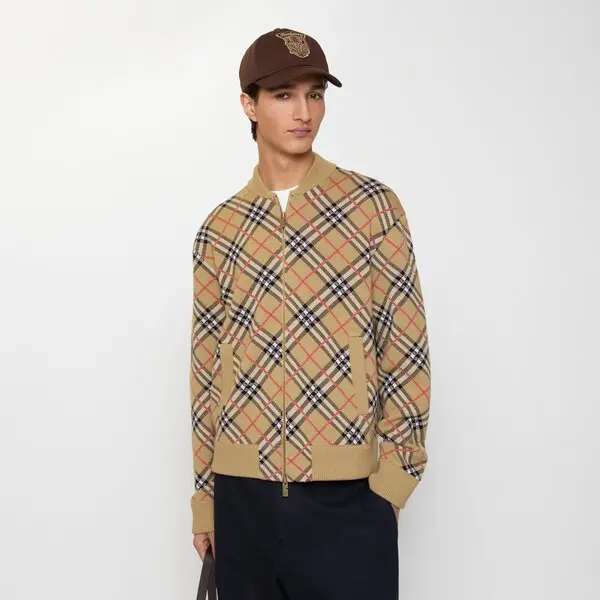 Burberry Check Cotton Wool Bomber Jacket