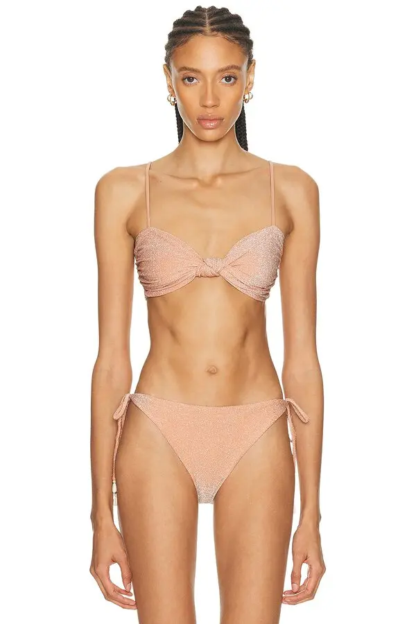 Johanna Ortiz Heliconia Bikini Top - Shimmering Soft Peach