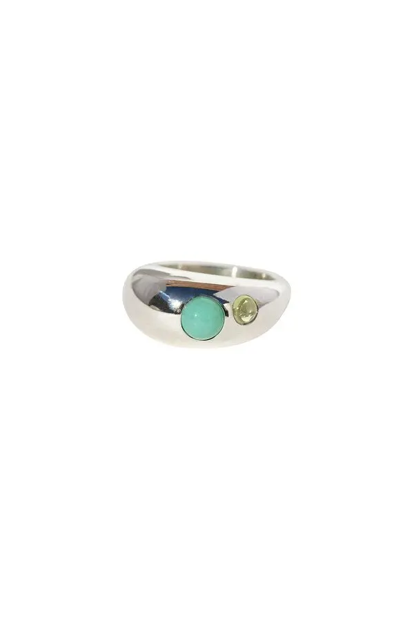 LEIGH MILLER Pebble Ring - Sterling Silver  Chrysoprase  & Peridot