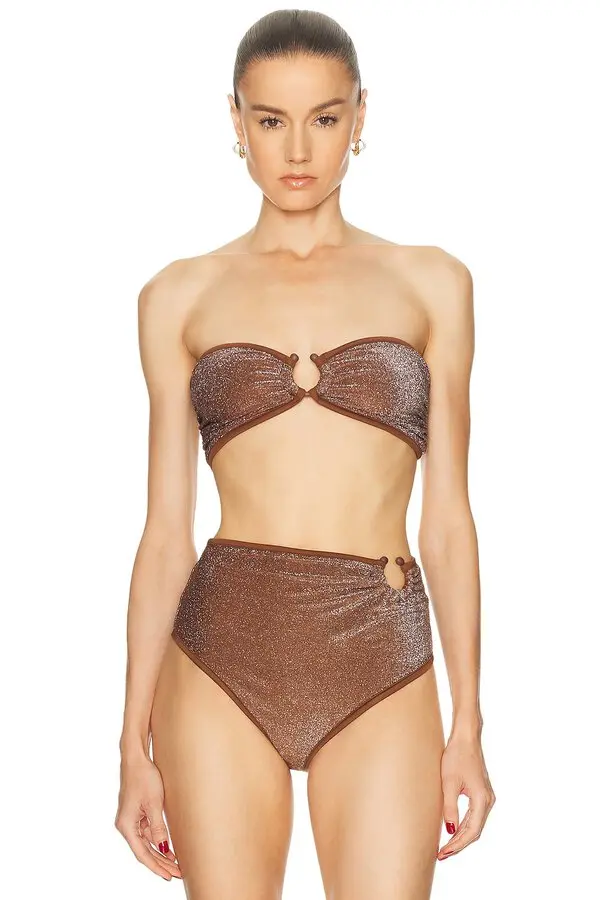 Johanna Ortiz Seawater Bikini Top - Shimmering Brown