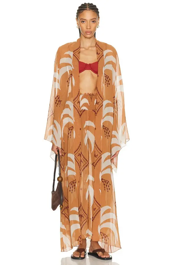 Johanna Ortiz Amazon Kimono - Light Peach & Ecru