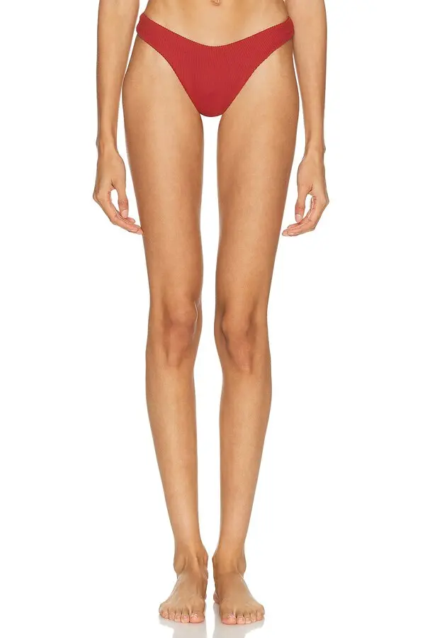 HAIGHT. Leila Ribbed Bikini Bottom - Bordeaux