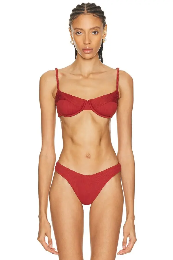 HAIGHT. Vintage Ribbed Bikini Top - Bordeaux
