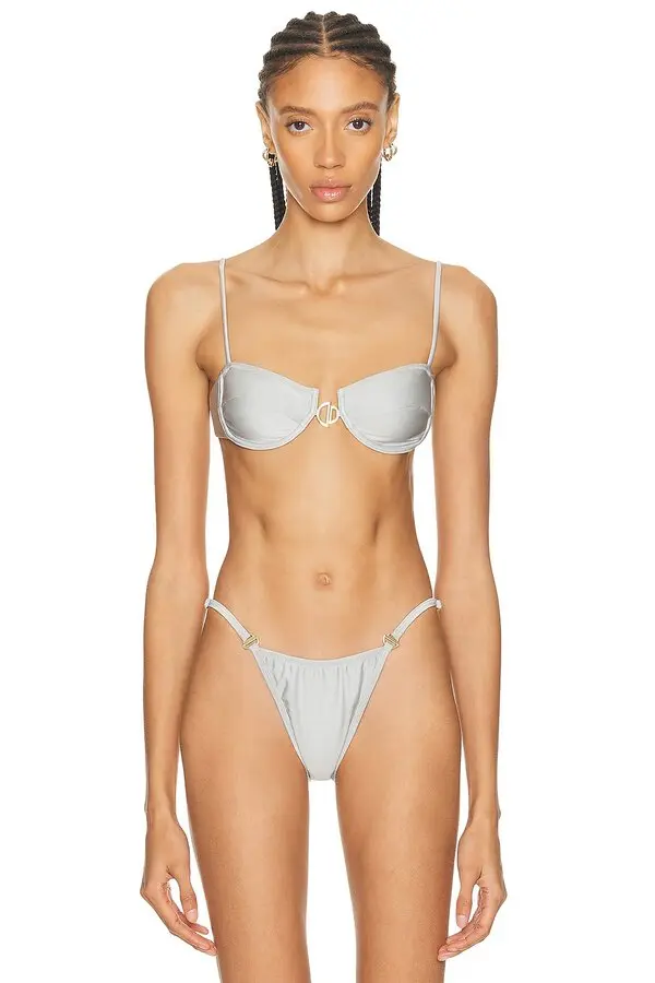 BANANHOT Cannes Metallic Bikini Top - Silver