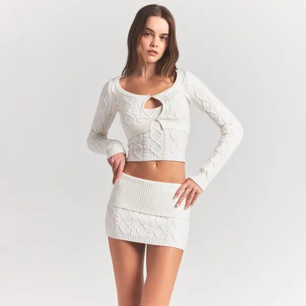 SKIMS Sweater Knits Cable Knit Mini Skirt - Ivory