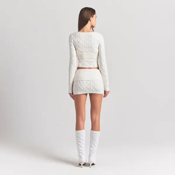 SKIMS Sweater Knits Cable Knit Mini Skirt - Ivory