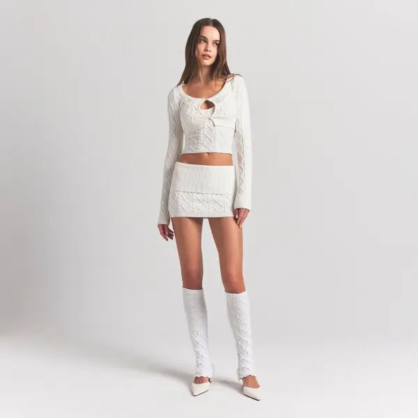 SKIMS Cable Knit Mini Skirt - Ivory